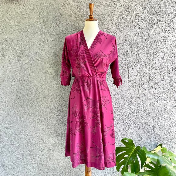 Vintage | Dresses | Vintage Magenta Day Dress | Poshmark